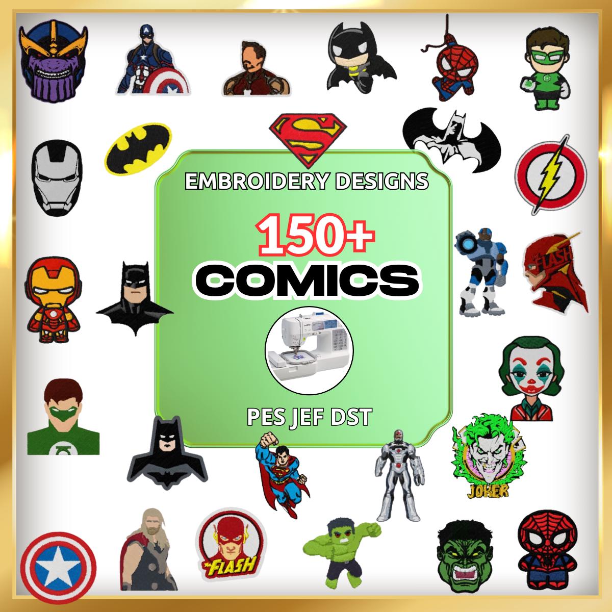 150+ Comics Superhero Machine Embroidery Designs Bundle - Massive ...