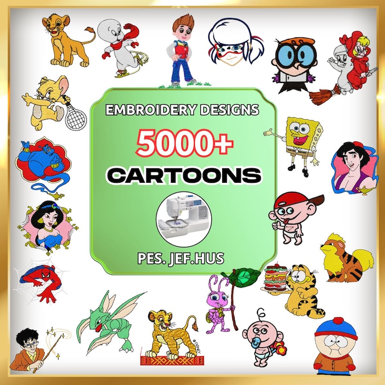 5000+ Cartoon Machine Embroidery Designs Bundle - Massive Mega ...