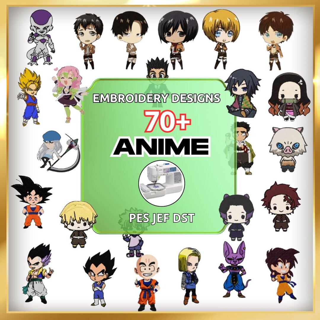 70+ Anime Machine Embroidery Designs Bundle - Manga Character Mega ...