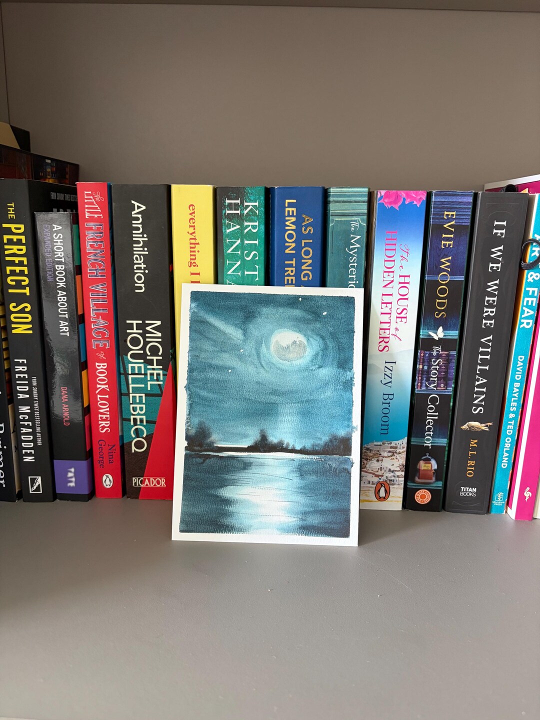 A6 Watercolor Moon Landscape Print, Blue Night Sky Art, Quiet Water ...