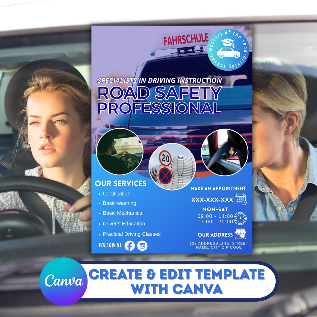 Editable Driving Lesson Flyer/driving School Price List/driving School ...