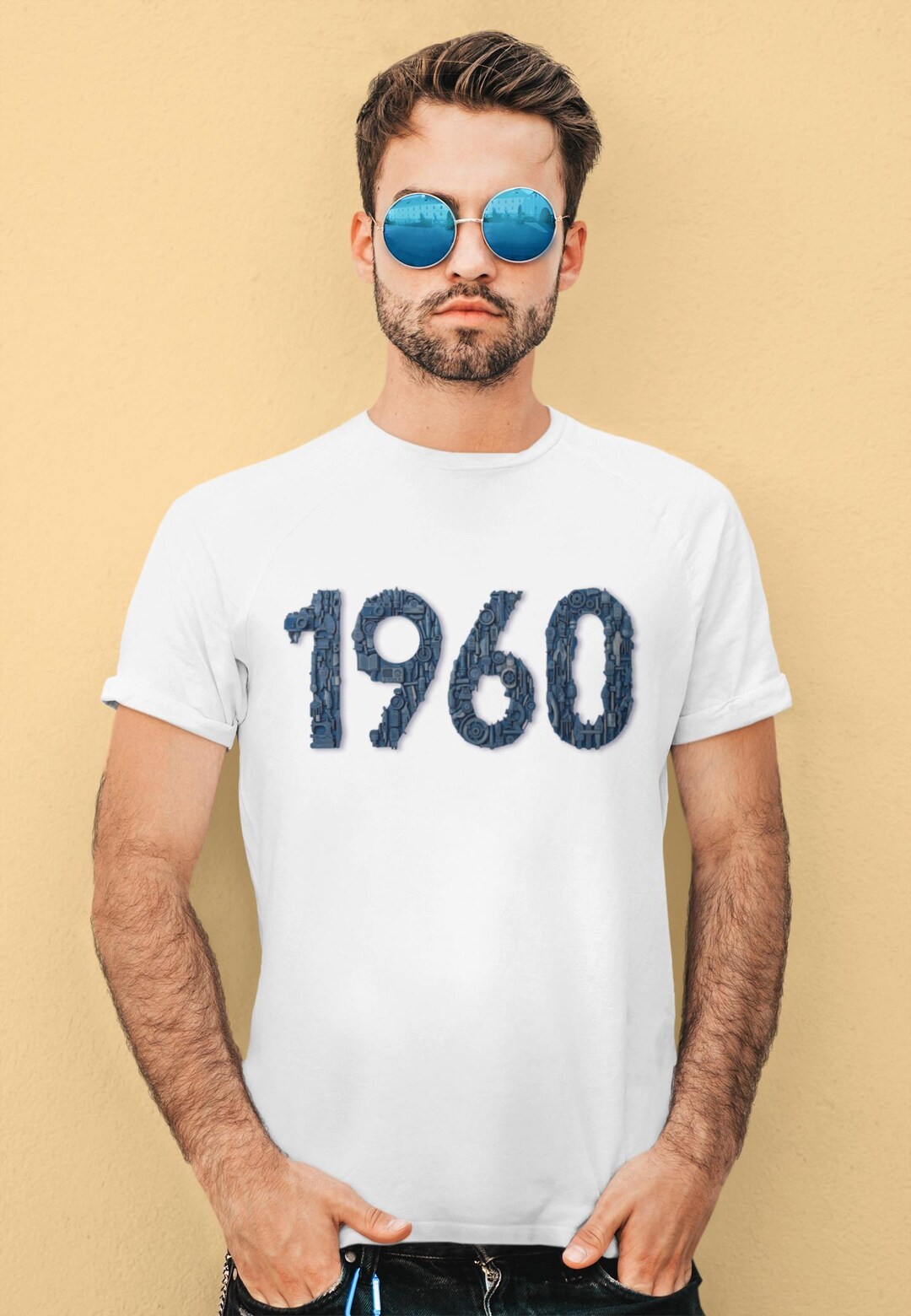 1960 Vintage Number Tee | Retro Year Shirt, Birthday Anniversary Top ...