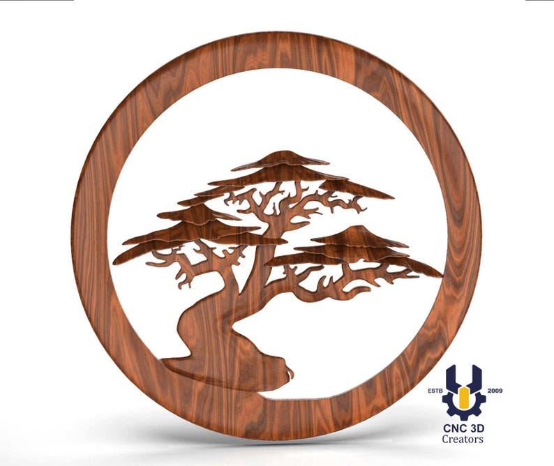Bonsai Tree STL File for CNC Router | Round Wall Art Digital Download ...
