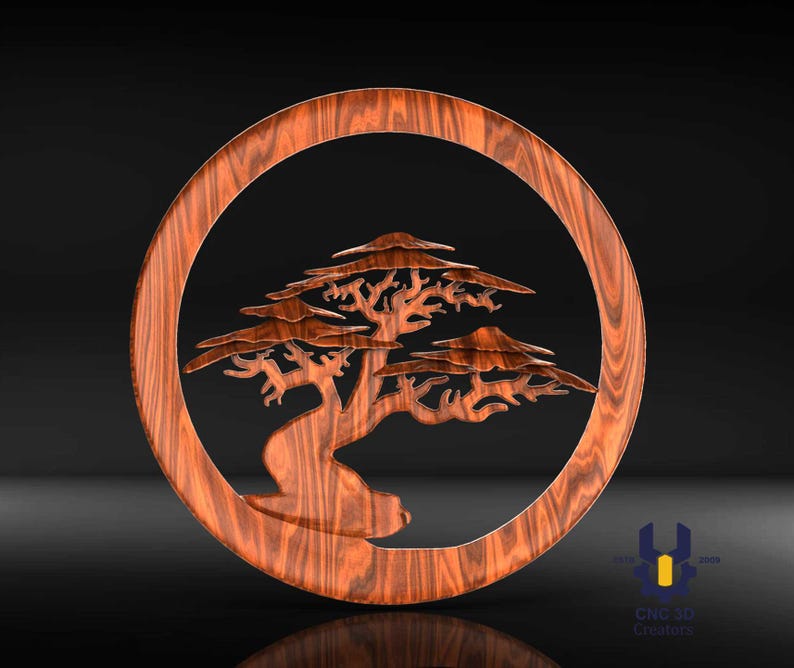 Bonsai Tree STL File for CNC Router | Round Wall Art Digital Download ...
