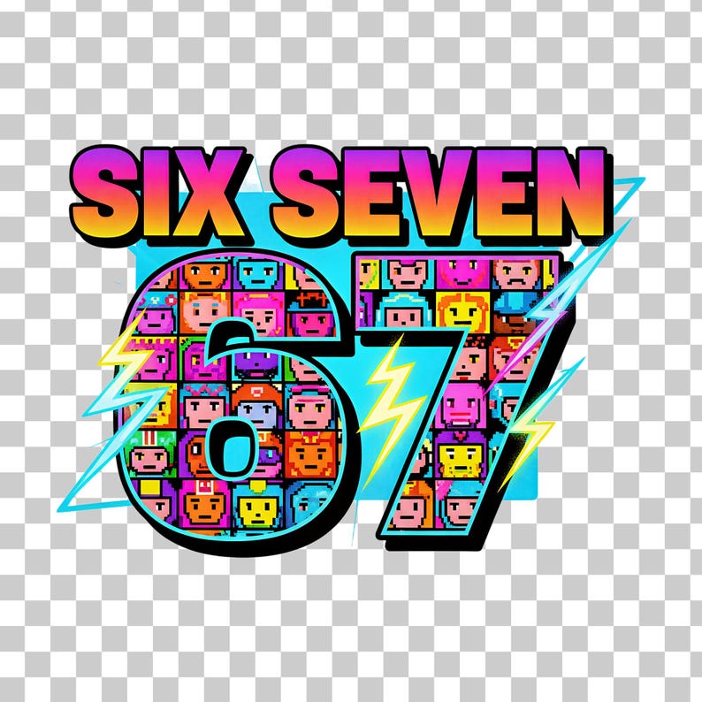 Six Seven 67 Pixel Art Digital Download, Retro Gaming Number Png Svg ...
