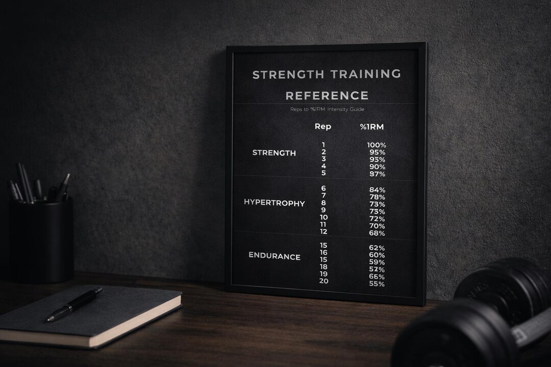 1RM Percentage Chart Printable - Gym Workout Poster - Gym Intensity ...