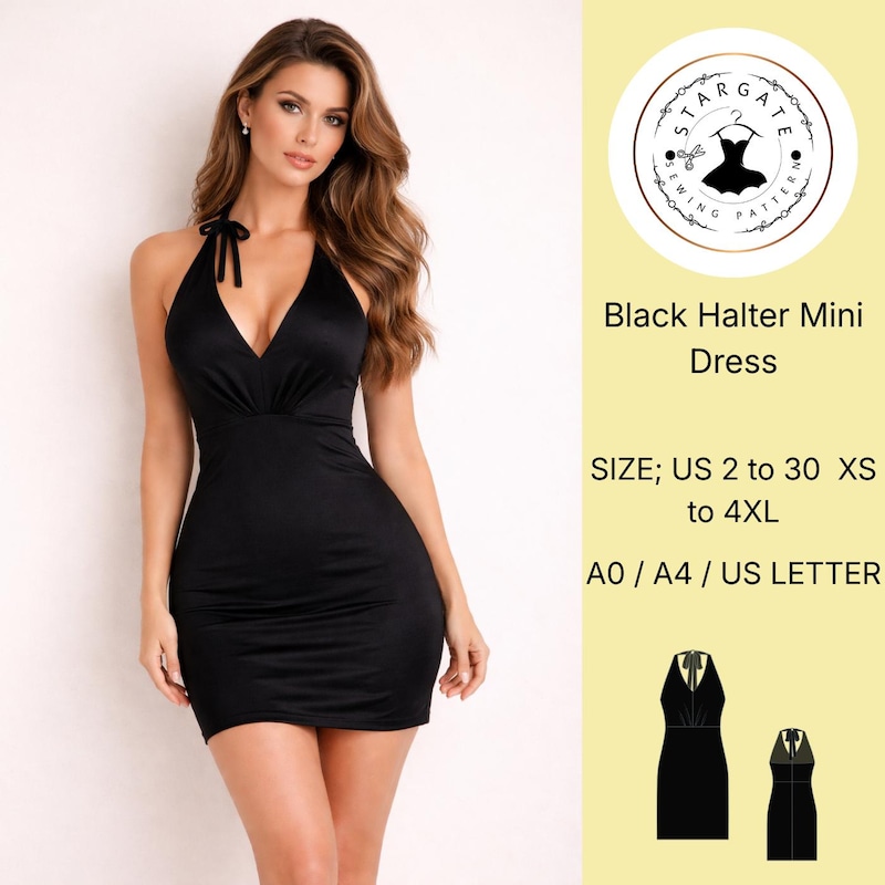 Halter Black Mini Dress - Etsy