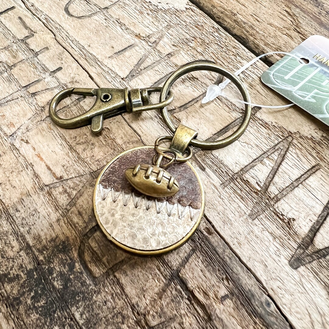 3D Football Charm Keychain, Leather Key Fob, Football Gift, Sports ...