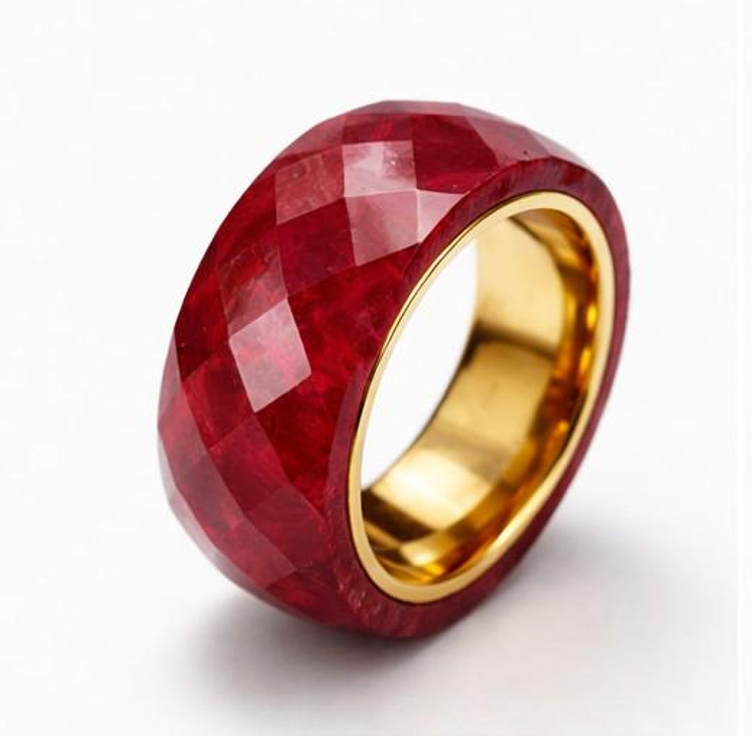 Lab Created Ruby Ring 14K Gold, Minimalist Red Gemstone Jewelry ...