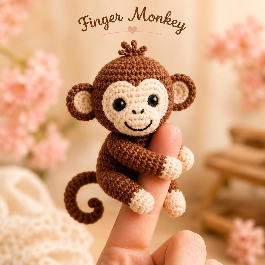 Finger Monkey Crochet Pattern PDF | Tiny Hugging Amigurumi Monkey ...