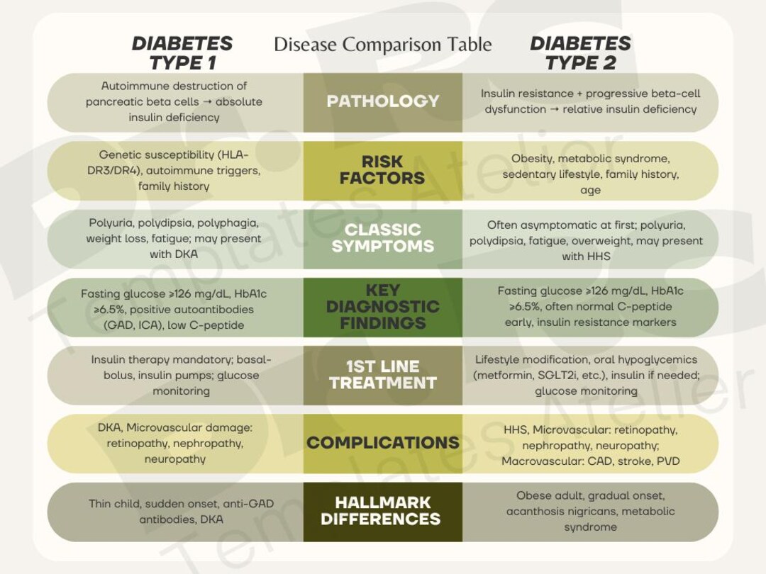 Editable Disease Comparison Template for Healthcare Students & Trainees ...