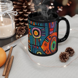 Ankara African Print 11oz Black Ceramic Coffee Mug Afrocentric Coffee ...
