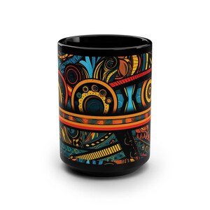 Ankara African Print 15oz Black Ceramic Coffee Mug Afrocentric Coffee ...