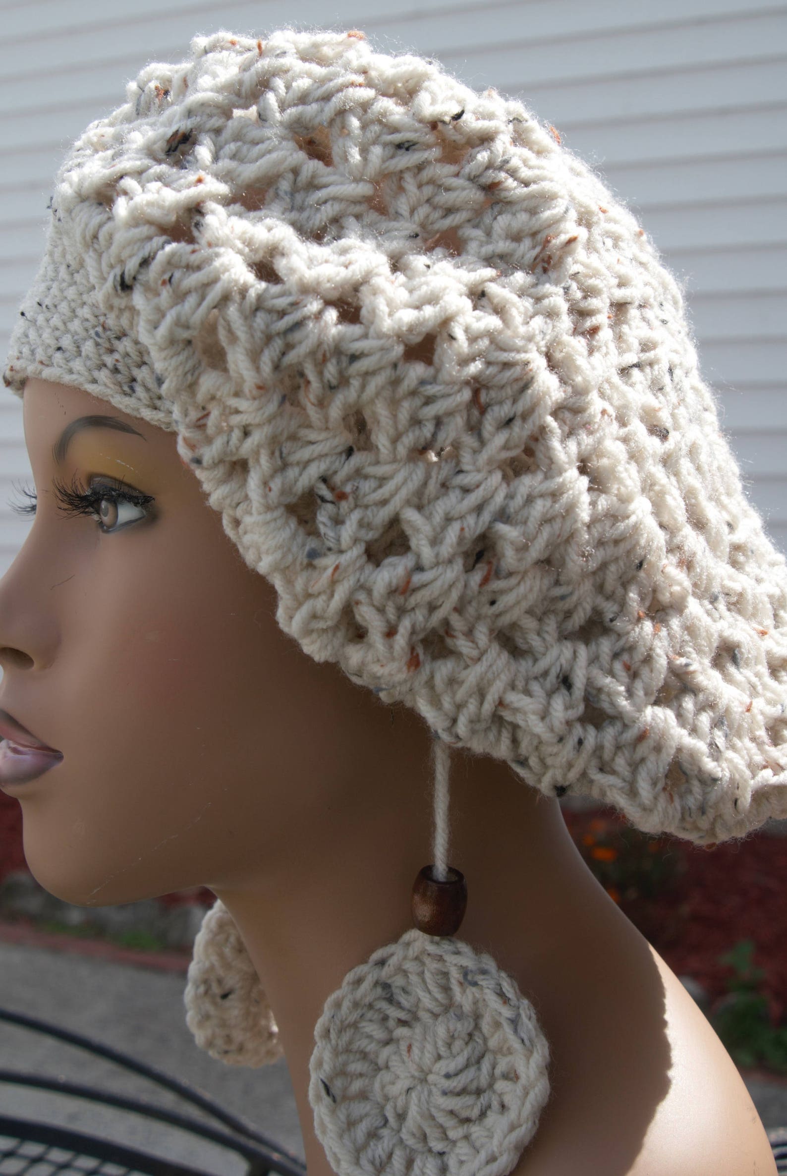 Crochet Tam With Matching Earrings Oatmeal Made to Order - Etsy