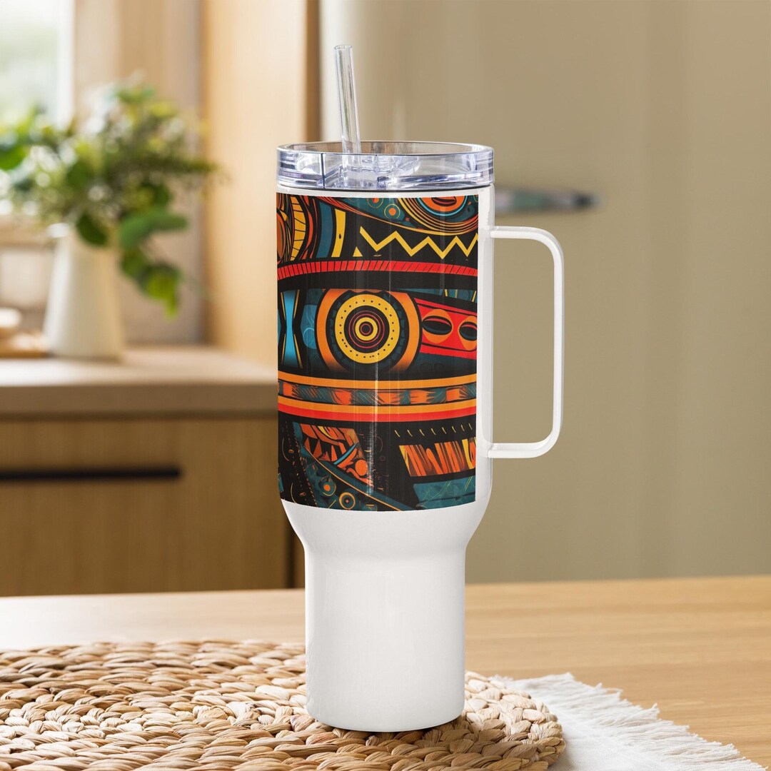 Afrocentric Travel Mug With Handle African Print Coffee Cup Ankara ...