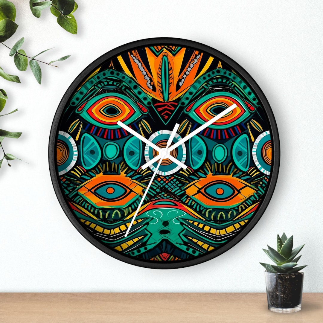 Afrocentric Wall Clock, African Print Home Decor, Vibrant Colors Tribal ...