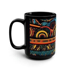 Ankara African Print 15oz Black Ceramic Coffee Mug Afrocentric Coffee ...