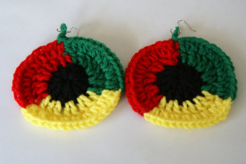 Large Crochet Earrings-rasta - Etsy