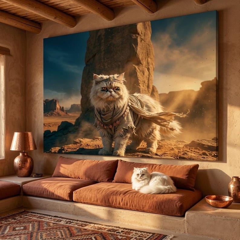 Wasteland Adventure Cat Portrait Canvas - Custom Cat Wall Art - Etsy