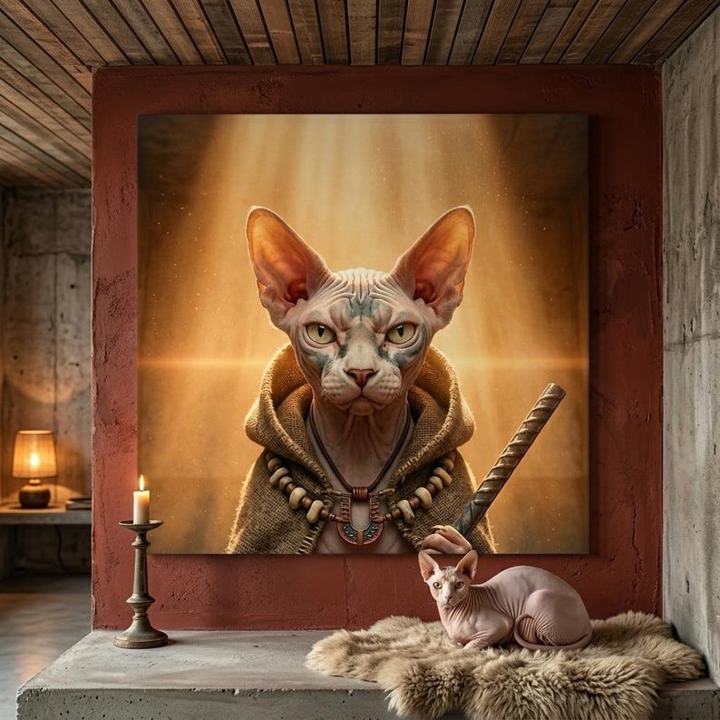 Wasteland Adventure Cat Portrait Canvas - Custom Cat Wall Art - Etsy