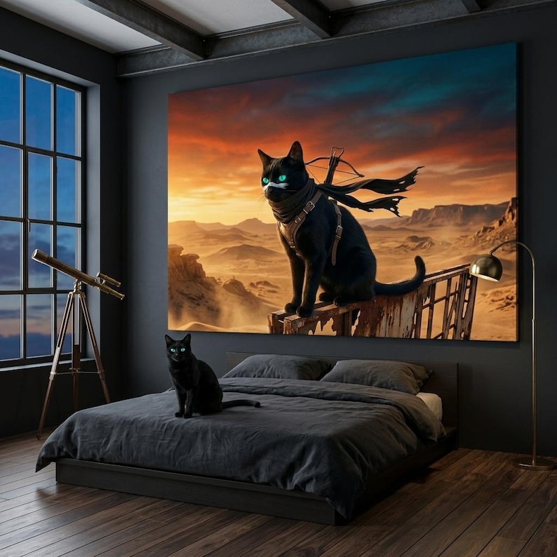Wasteland Adventure Cat Portrait Canvas - Custom Cat Wall Art - Etsy