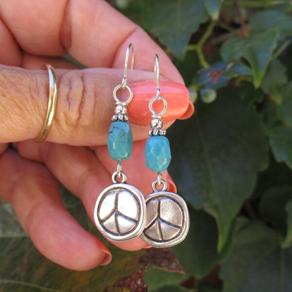 Turquoise Peace Sign - Etsy