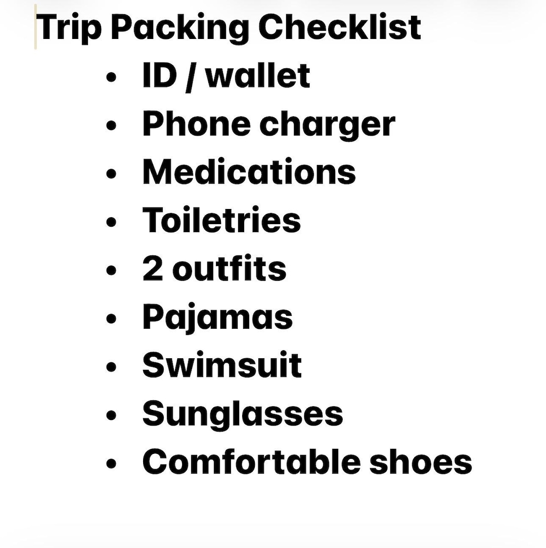 Weekend Trip Packing Checklist – Printable Travel Planner for Carry-on ...