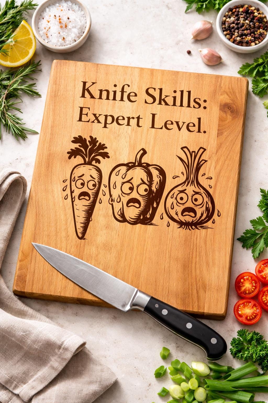 Knife Skills Expert Level SVG, Funny Cutting Board Quote, Laser ...