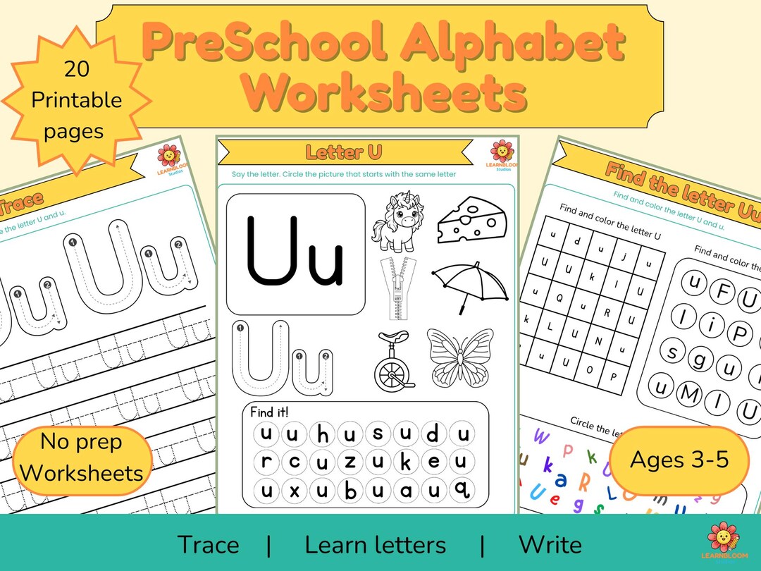 Letter U Worksheets, Preschool Kindergarten Tracing Matching Activities ...
