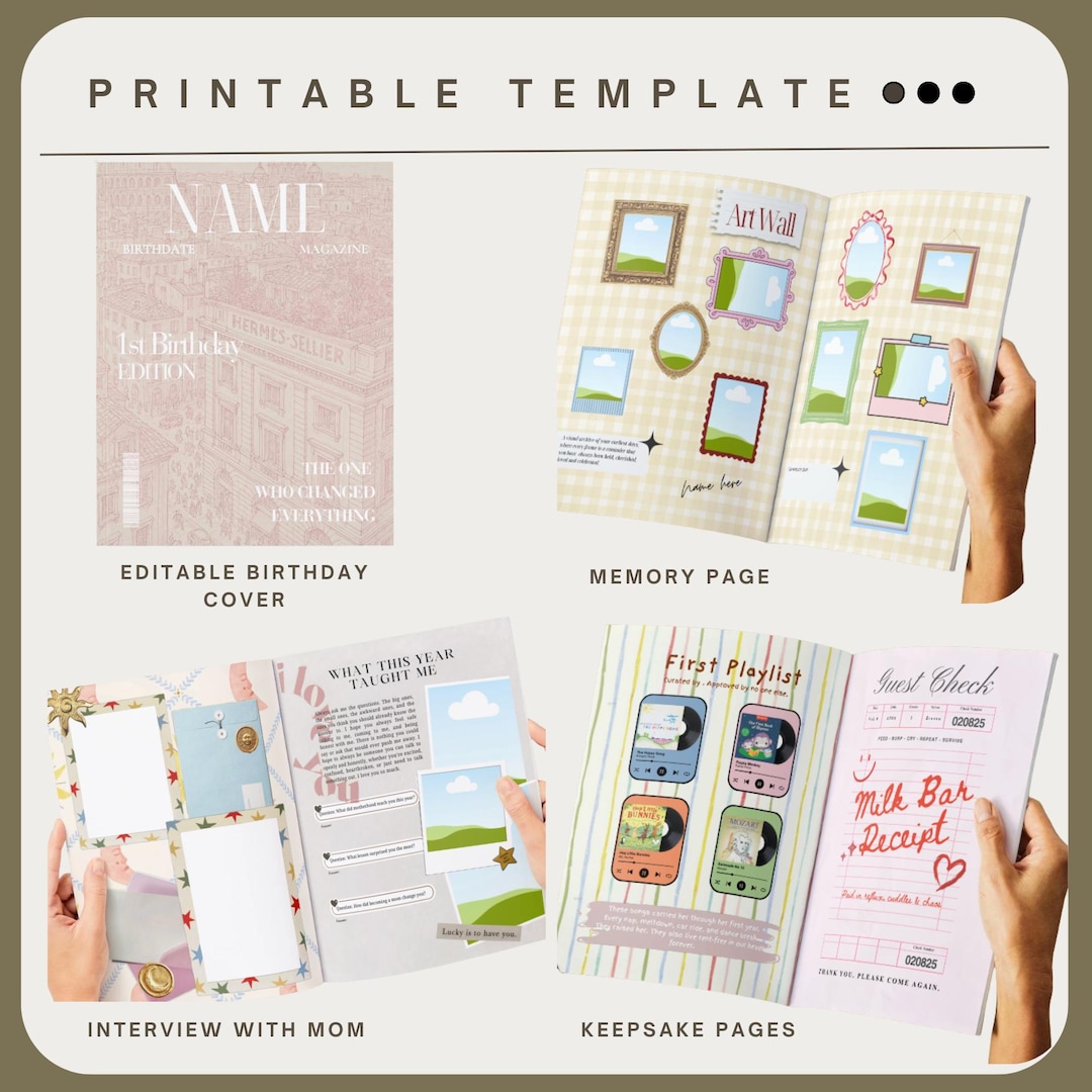 Editable Birthday Memory Book Template | Canva Digital Download ...
