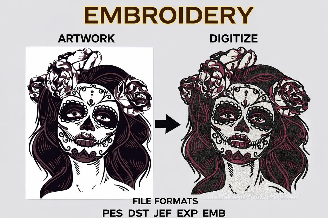 Custom Logo Embroidery Digitizing, DST PES EXP File Conversion - Etsy