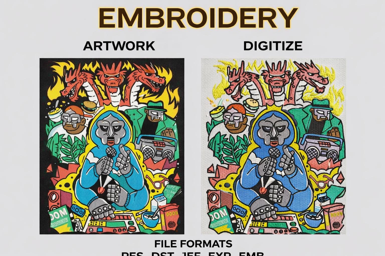 Custom Logo Embroidery Digitizing, DST PES EXP File Conversion - Etsy