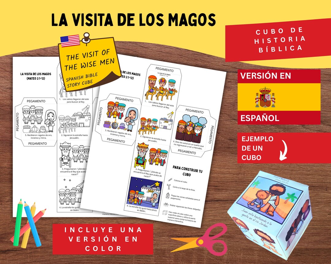Visit of the Wise Men Bible Story Cube Spanish | Matthew 2:1–12 ...