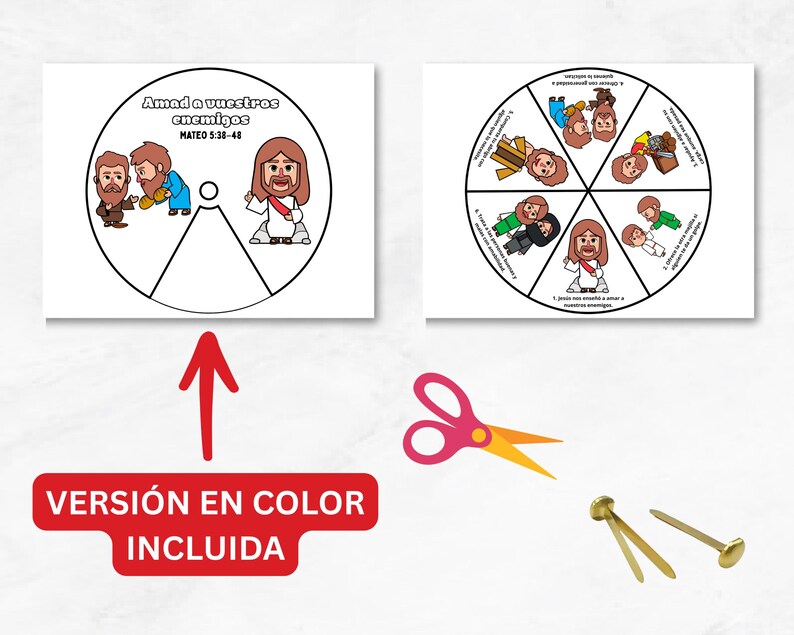Love Your Enemies Bible Story Wheel Spanish Matthew 5 Kids Bible Disc ...