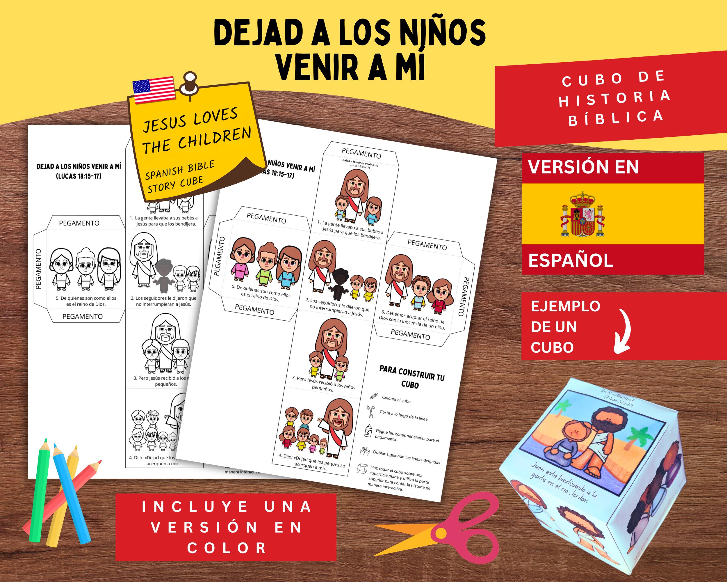 Let the Little Children Come Bible Story Cube Spanish | Luke 18:15–17 ...