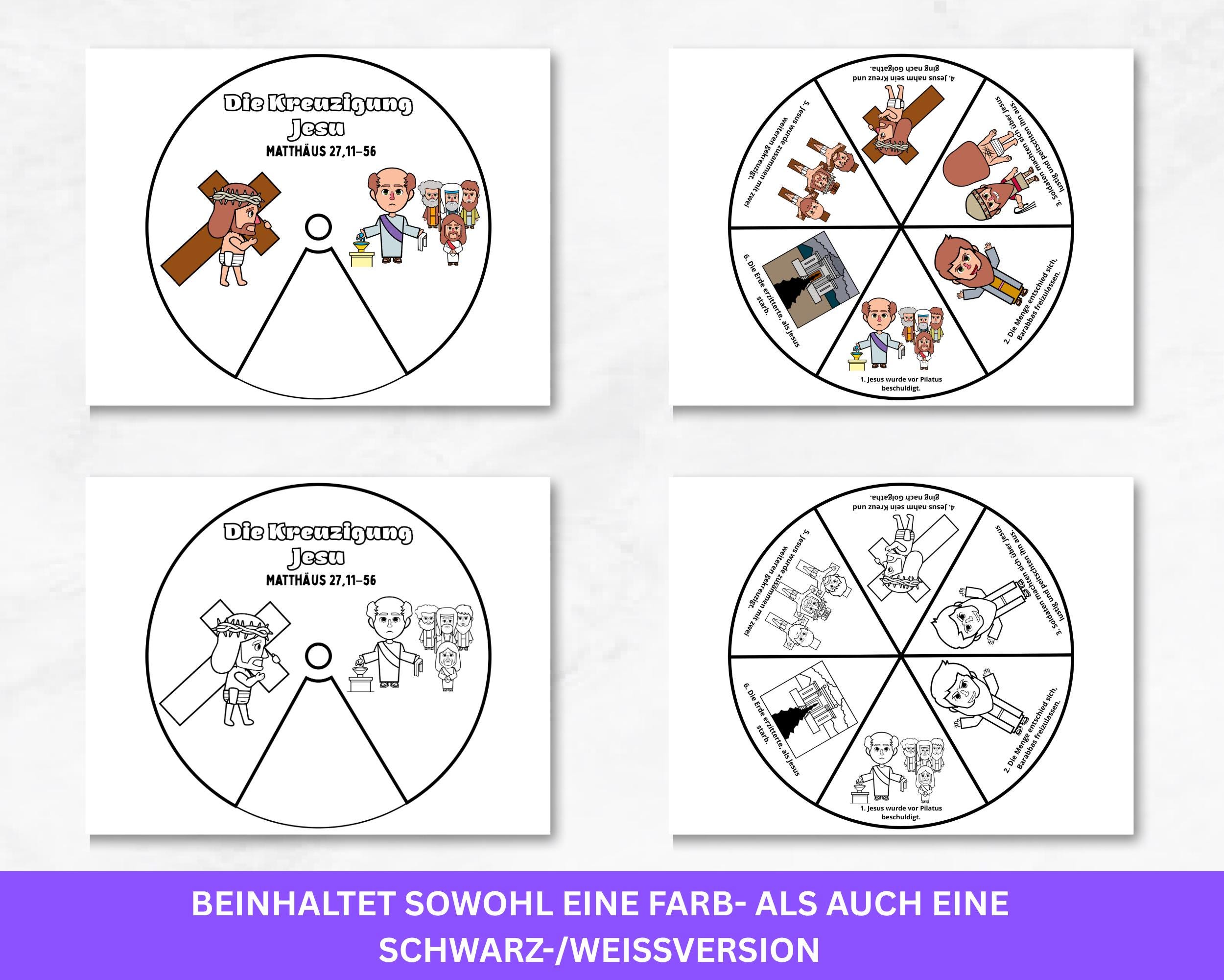 Crucifixion of Jesus Bible Story Wheel German | Matthew 27 Kids Bible ...