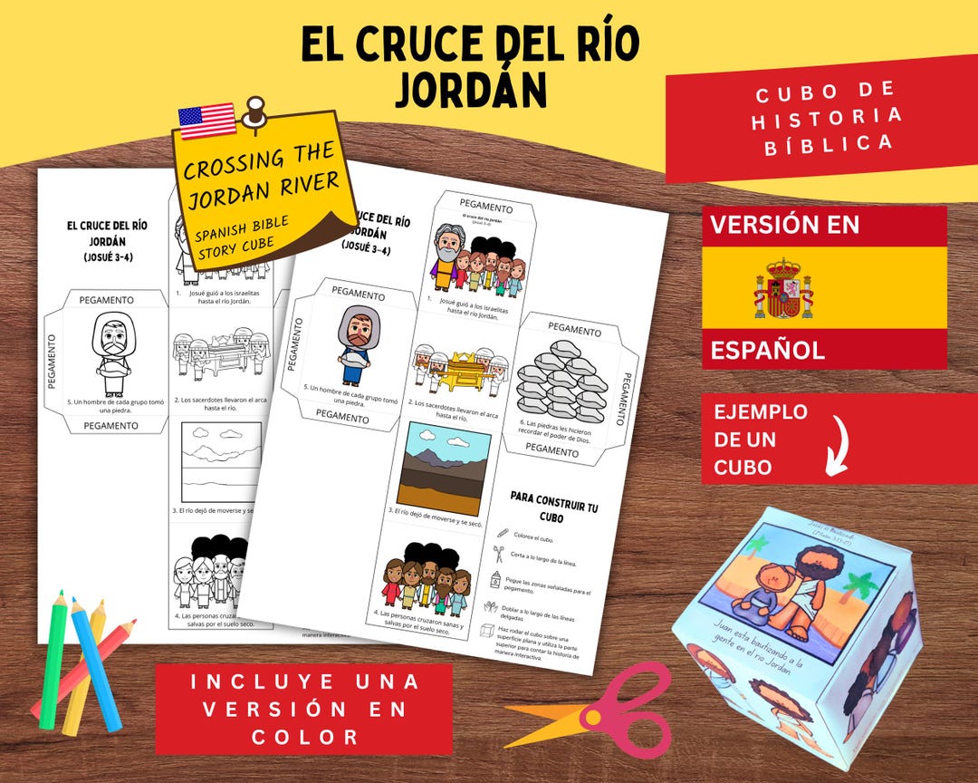 Crossing the Jordan River Bible Story Cube Spanish | Joshua 3–4 Bible ...
