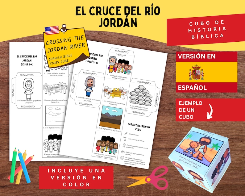 Crossing the Jordan River Bible Story Cube Spanish | Joshua 3–4 Bible ...