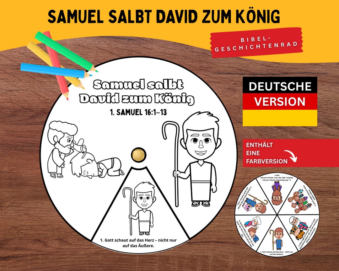 Samuel Anoints David Bible Story Wheel German | 1 Samuel 16 Kids Bible ...