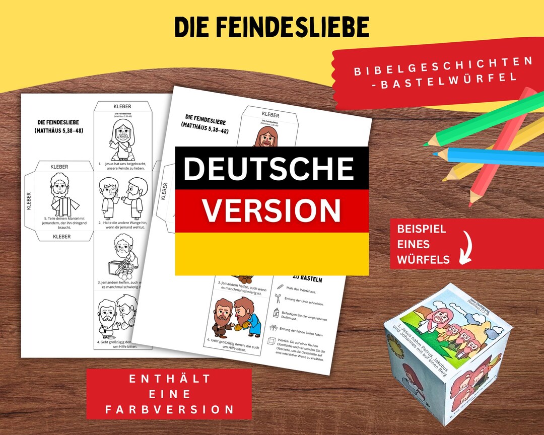 Love Your Enemies Bible Story Cube German | Matthew 5:38–48 Sermon on ...