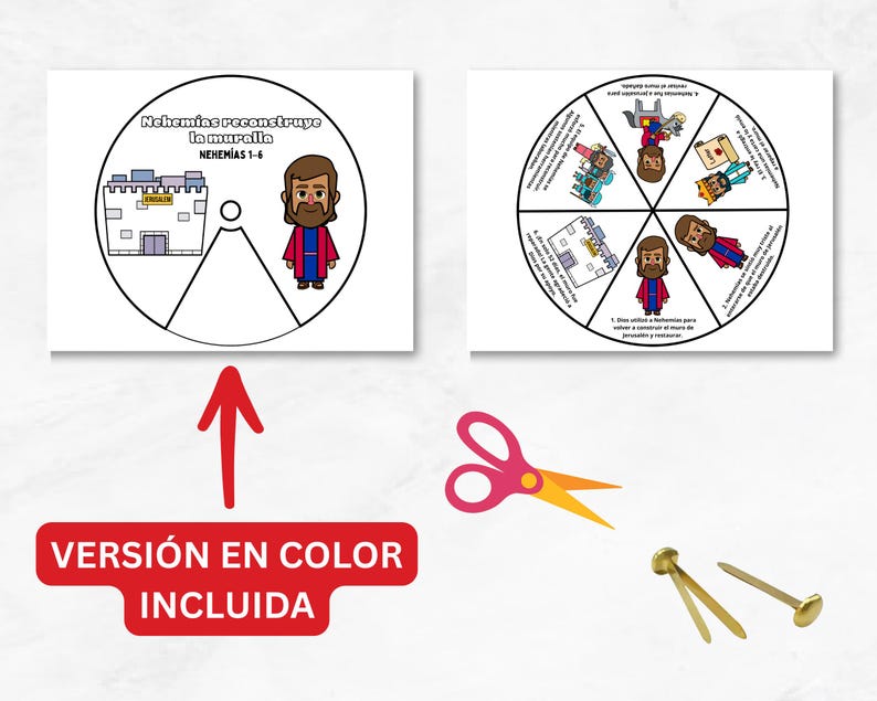 Nehemiah Rebuilds the Wall Bible Story Wheel Spanish | Nehemiah 1–6 ...