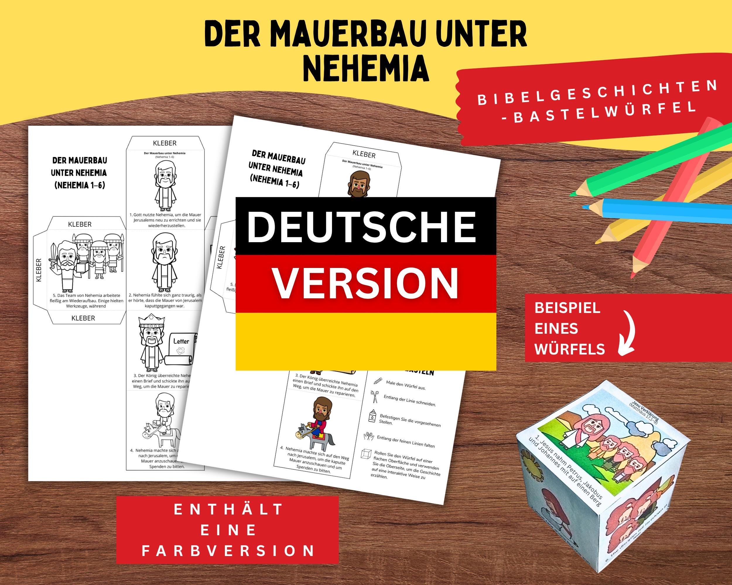 Nehemiah Rebuilds the Wall Bible Story Cube German | Nehemiah 1–6 ...