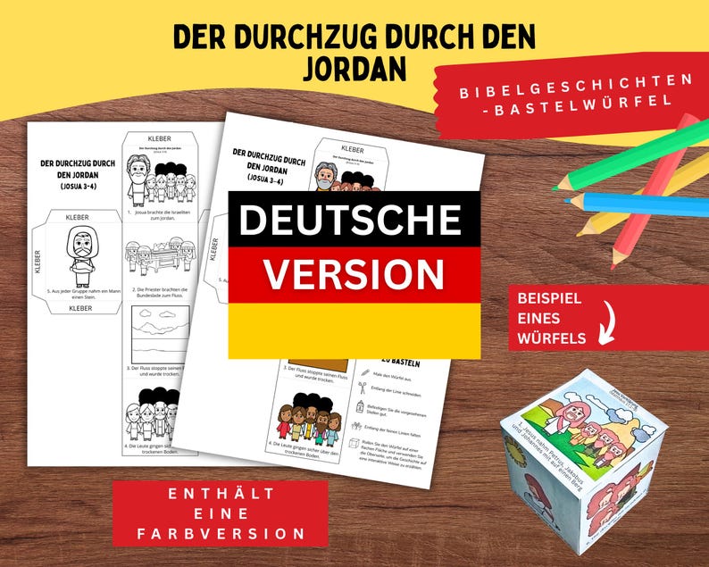Crossing the Jordan River Bible Story Cube German | Joshua 3–4 Twelve ...
