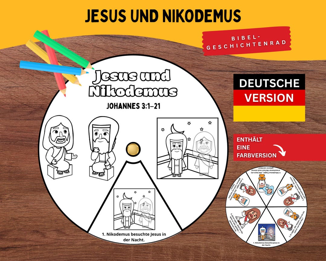 Buy Jesus and Nicodemus Bible Story Wheel German | John 3 Kids Bible ...