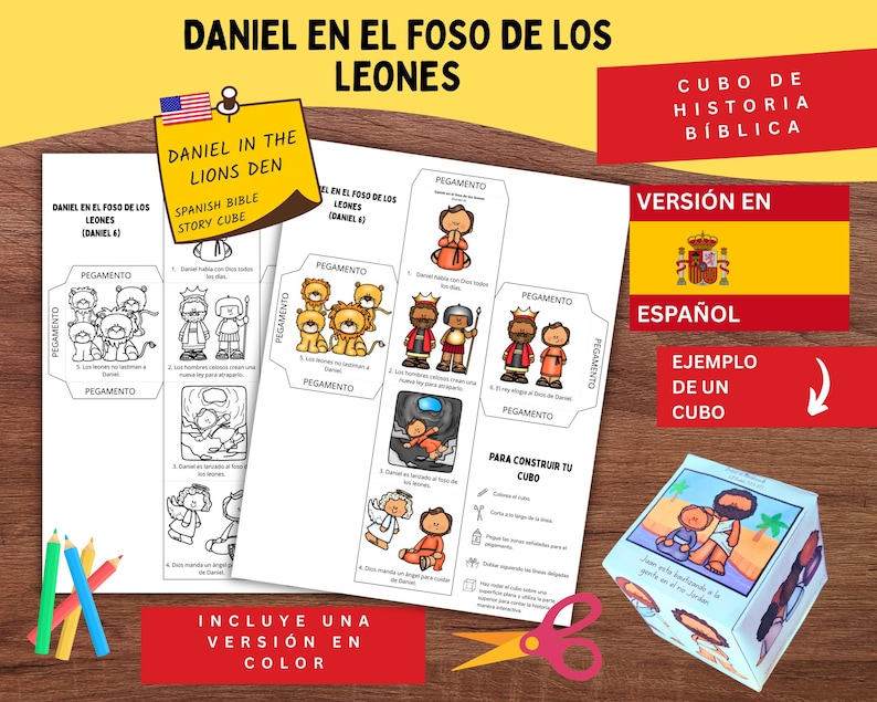 Daniel in the Lions' Den Bible Story Cube Spanish | Daniel 6 Bible ...