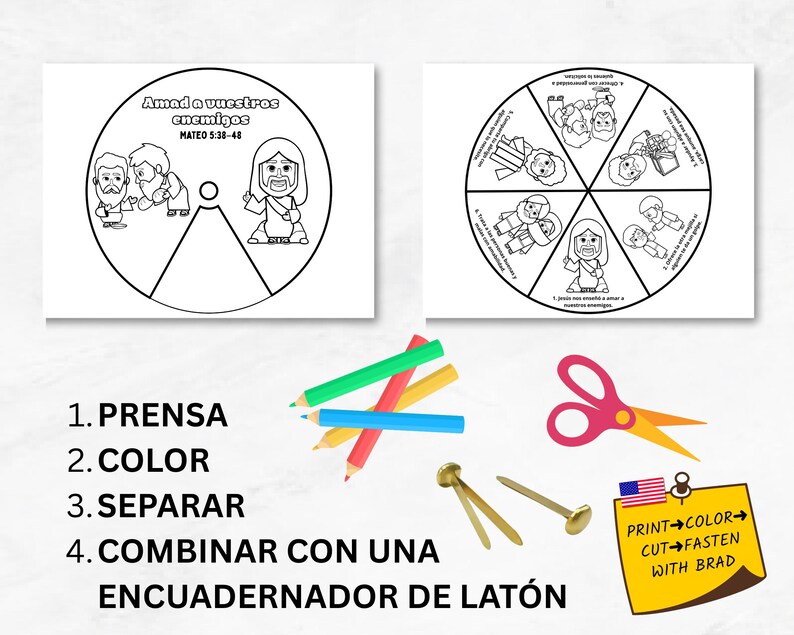 Love Your Enemies Bible Story Wheel Spanish Matthew 5 Kids Bible Disc ...