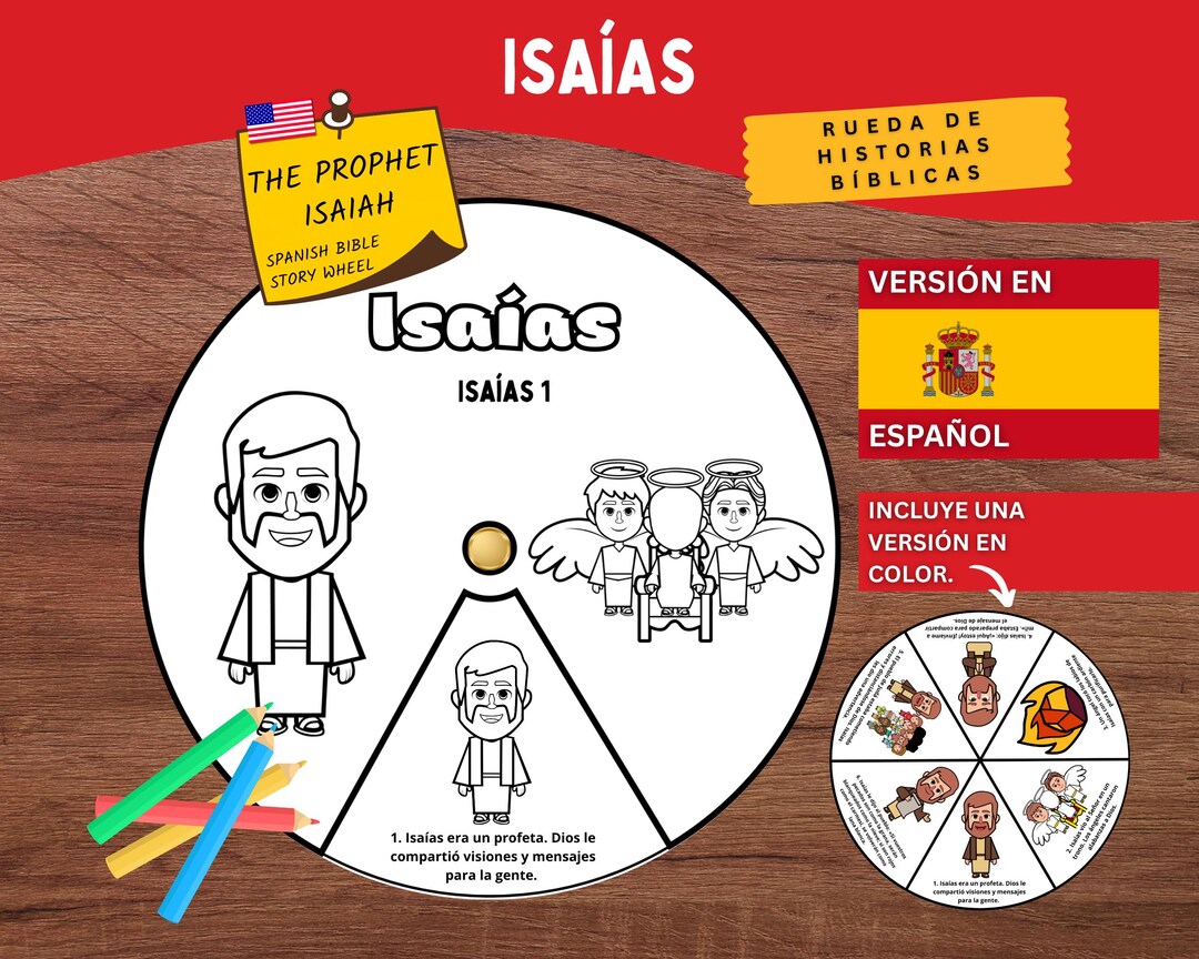Prophet Isaiah Bible Story Wheel Spanish | Isaiah 1 Kids Bible Activity ...