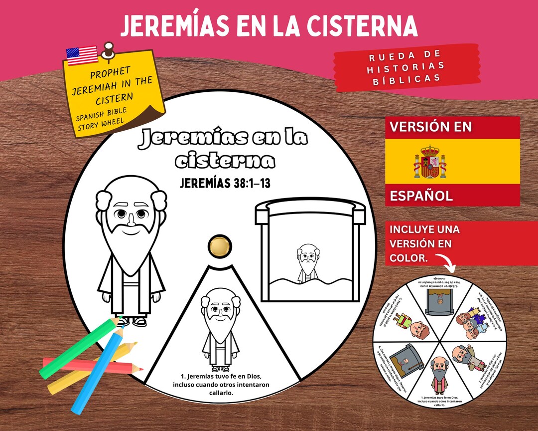 Jeremiah in the Cistern Bible Story Wheel Spanish Jeremiah 38 Kids ...