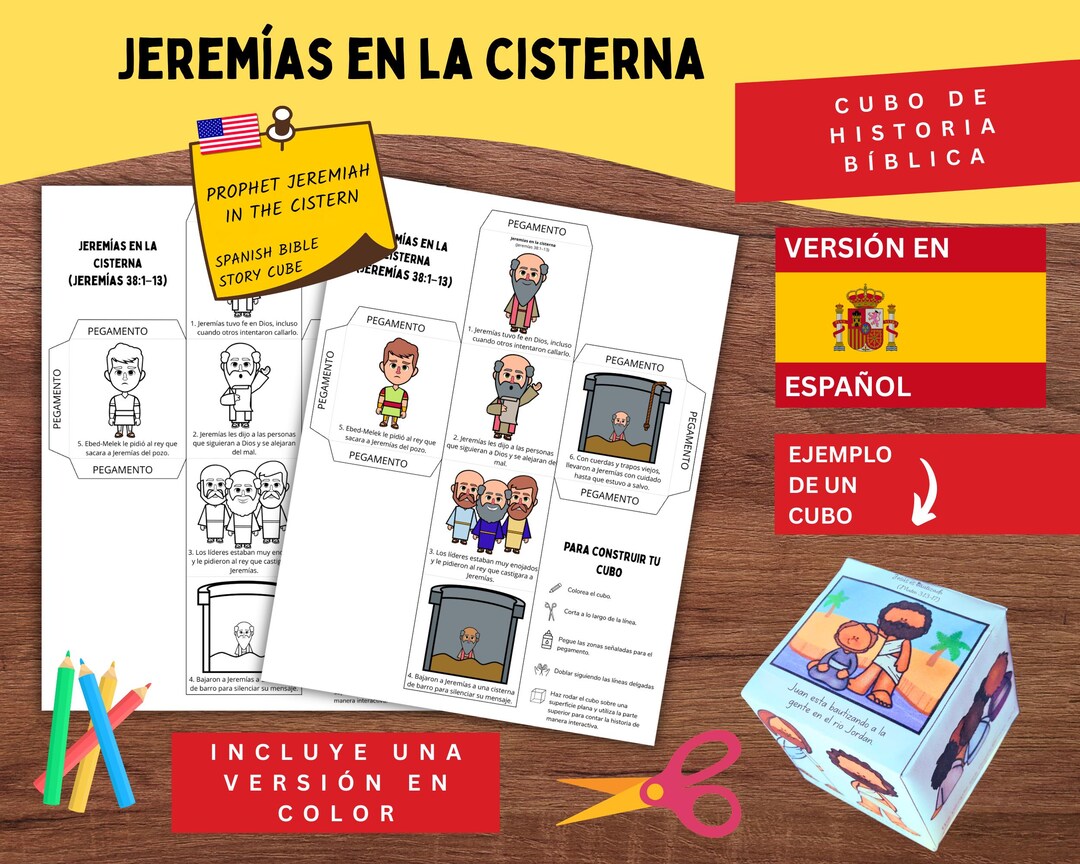 Jeremiah in the Cistern Bible Story Cube Spanish | Jeremiah 38:1–13 ...