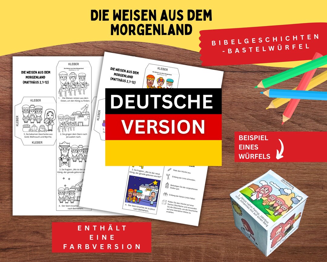 Visit of the Wise Men Bible Story Cube German | Matthew 2:1–12 Epiphany ...